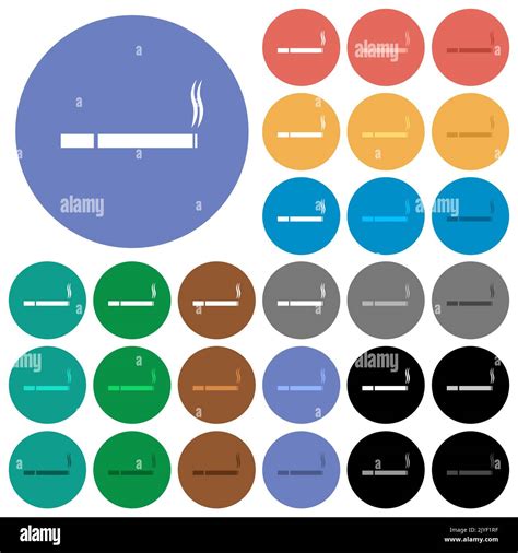 Cigarette Multi Colored Flat Icons On Round Backgrounds Included White