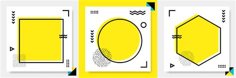 추상 기하학적 프레임 세트입니다 사각형 카드 펑키 줄무늬와 도트 모양과 텍스트 프레임 배경을 따옴표 미래 형 브로셔 광고 80 년대 프레임 격리 벡터 일러스트레이션 프레임에