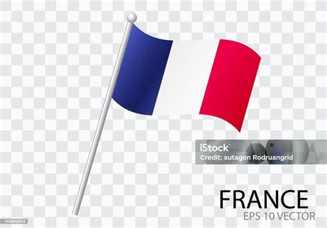 바람에 흔들리는 깃발 기둥이있는 France의 국기 벡터 일러스트 레이 션 프랑스에 대한 스톡 벡터 아트 및 기타 이미지 프랑스 0명 3차원 형태 Istock