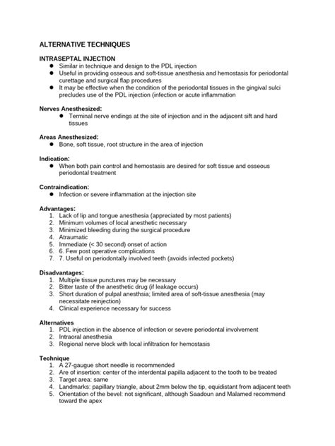 Alternative Techniques Pdf Anesthesia Injection Medicine