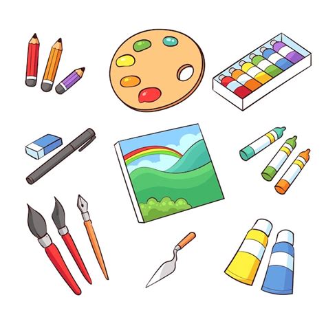 그림 및 그리기 도구 벡터 일러스트 레이 션 프리미엄 벡터