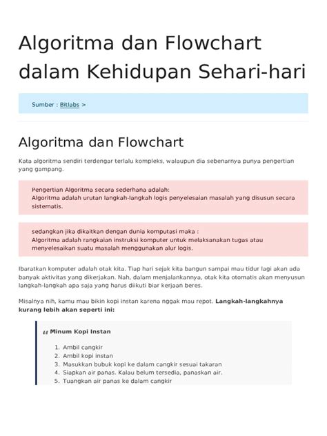 Algoritma Dan Flowchart Dalam Kehidupan Sehari Hari Pdf