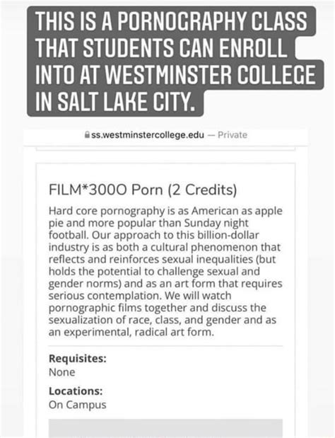 THIS IS A PORNOGRAPHY CLASS THAT BabeS CAN ENROLL INTO AT WESTMINSTER COLLEGE IN SALT LAHE