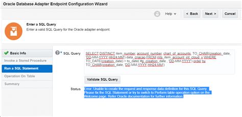 Oracle Database Adapter Sql Issue — Cloud Customer Connect