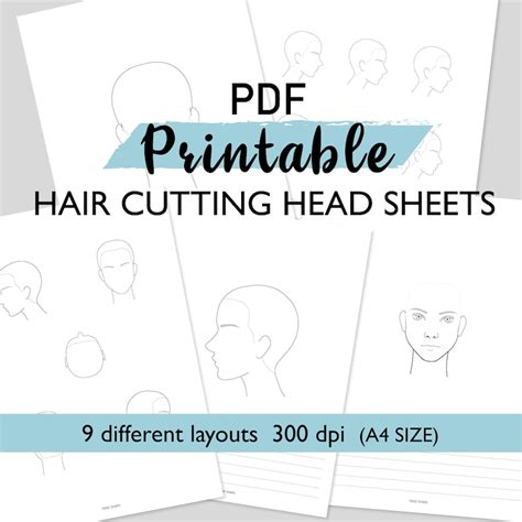 Blank Hair Cutting Head Sheets Pdf Printable A4 Size For Hairdressing