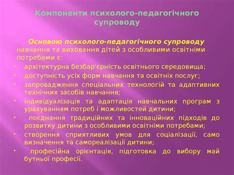 Психолого педагогічний супровід дітей з особливими освітніми потребами в умовах інклюзивного