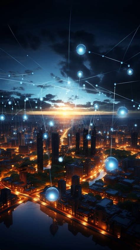 Advanced Communication Thrives In Smart Cities Through A Global Internet Network Stock