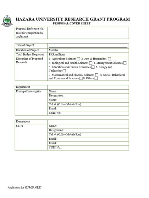 Proposal Cover Sheet Pdf Science Proposal Cover Sheet Pdf Science