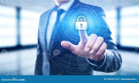 Cyber Security Lock On Digital Screen Data Protection Business Technology Privacy Concept Stock