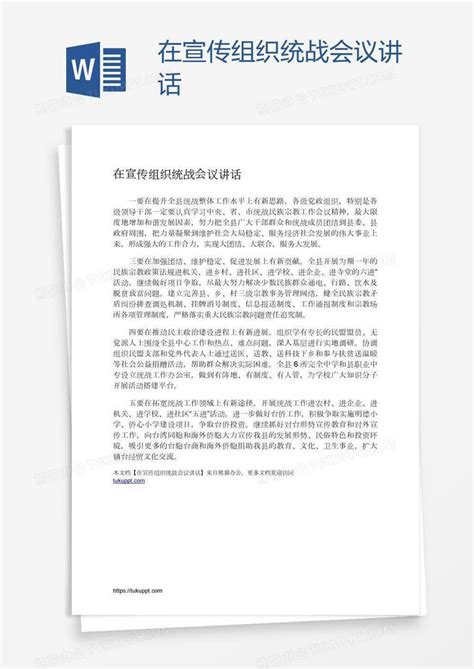 在宣传组织统战会议讲话word模板下载熊猫办公