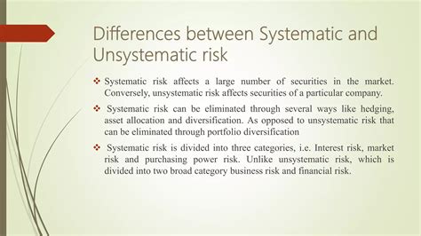 Difference Between Systematic And Unsystematic Risk Pptx