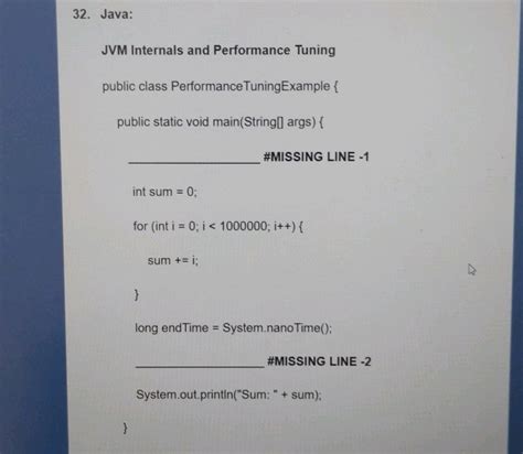 32 Java Jvm Internals And Performance Tuning Public Class Performancetuningexample Public Static