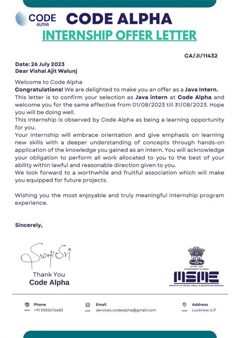 Vishal Walunj On Linkedin I Am Selected In Codealpha As A Java Intern Codealphacodealpha