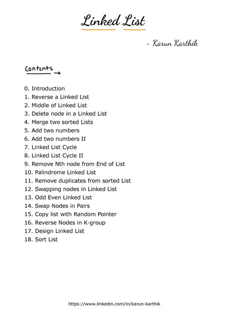 Linked List Notes Linked List Karun Kar Ik Introduction Reverse A