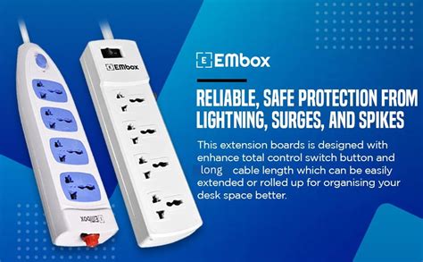 buy embox 10a extension board with master switch multi plug socket with