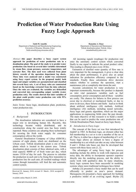 pdf prediction of water production rate using fuzzy logic approach
