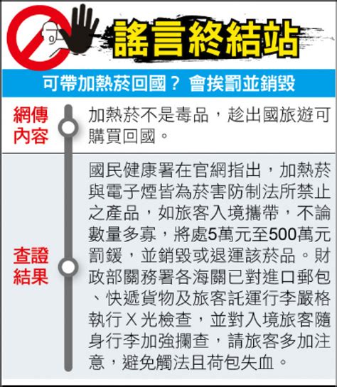 謠言終結站》可帶加熱菸回國？ 會挨罰並銷毀 政治 自由時報電子報