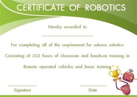 12 Robotics Certificate Templates For Training Institutes Within
