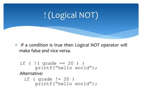 Logical And Conditional Operator In C Language Pptx
