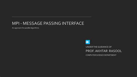 Mpi Message Passing Interface Pptx