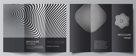 최소 벡터 일러스트 레이아웃입니다 현대 크리에이티브는 삼중 브로셔 또는 전단지를 위한 디자인 템플릿을 다룹니다 착시 흑백 디자인 패턴추상 3d 기하학적 배경 0명에 대한