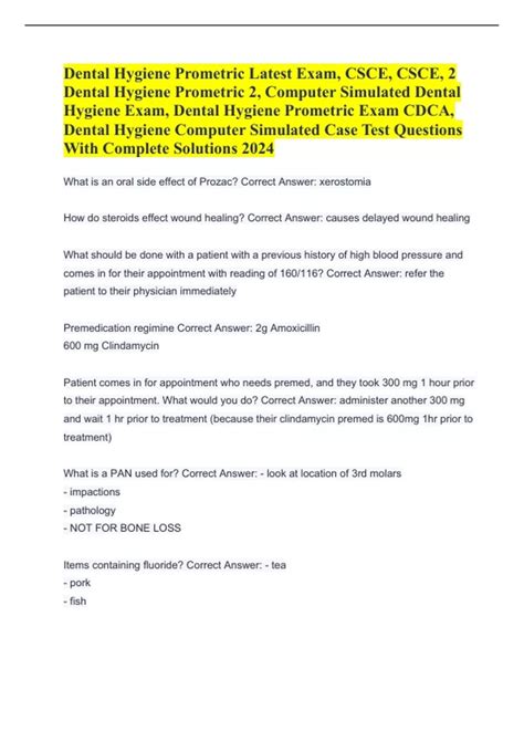 Dental Hygiene Prometric Latest Exam Csce Csce 2 Dental Hygiene