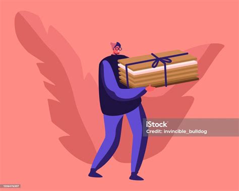 재활용 및 재사용을 위해 쓰레기를 수거하는 오래된 사용한 판지 시트 더미를 운반하는 남자 자원 봉사자 환경 문제 생태 보호 오염 감소 폐지 만화 플랫 벡터 일러스트 감소에