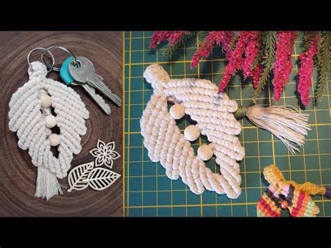 DIY Macrame Leaf Keychain With Beads Macrame Patterns Macrame Patterns Tutorials Macrame