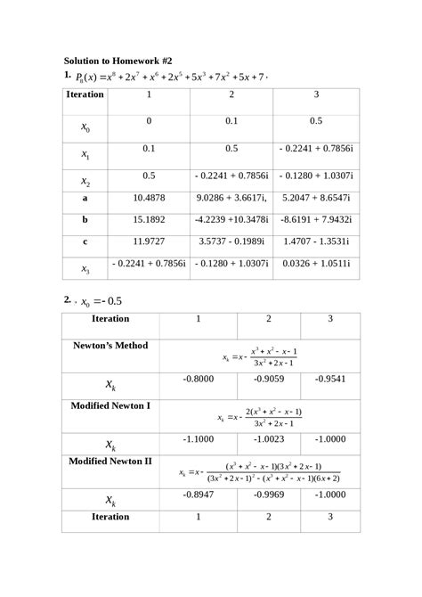 Resolution For Homework 2 Numerical Analysis Math 435 Docsity