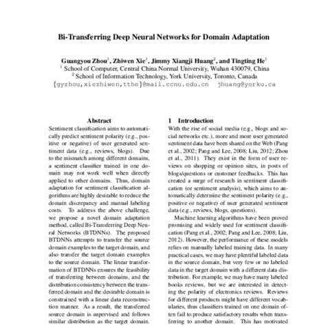 Bi Transferring Deep Neural Networks For Domain Adaptation Acl Anthology