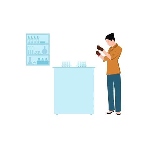 Premium Vector A Girl Is Doing Experiments In A Lab