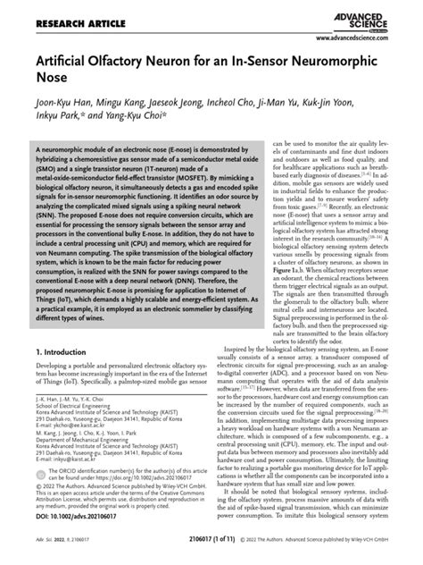 Artificial Olfactory Neuron For An In Sensor Neuro 1 Pdf