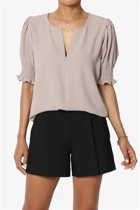 Tori Cool Woven Puff Short Sleeve Top Short Sleeves Tops Smart Casual Work Attire Lace