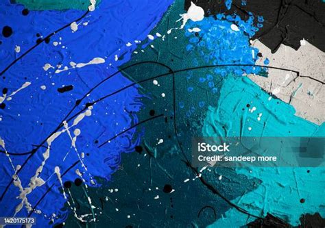 파란색 추상 유화 배경 캔버스 질감에 기름 손으로 그린 유화 색상 질감 현대 미술 작품의 단편 페인트의 브러쉬 스트로크 0명에 대한 스톡 벡터 아트 및 기타 이미지 Istock