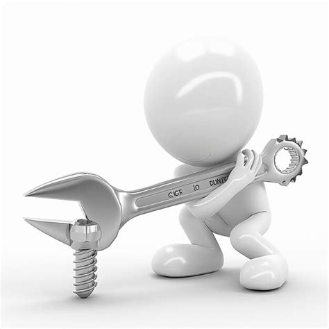 3d Man With Fork Spanner Tightening A Nut On White Background Premium Ai Generated Image
