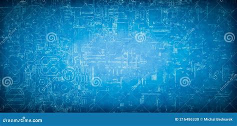 Technical Blueprint Vector Digital Background With Geometric De 85117861