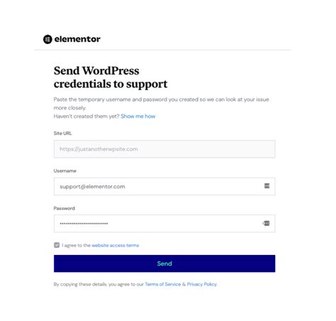 How To Create Temporary Credentials For Elementor Support