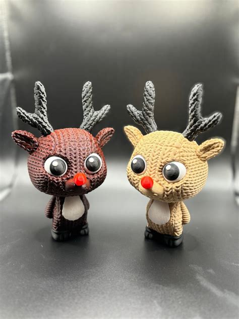 Knitted Rudolph The Red Nosed Reindeer 3d Printed Etsy