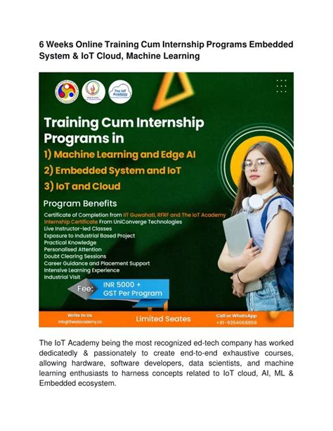 Ppt 6 Weeks Online Training Cum Internship Programs Embedded System