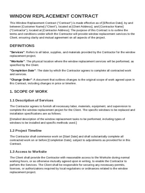 Window Replacement Contract Template Fill Out And Sign Online Dochub