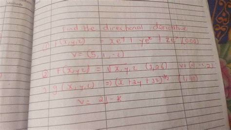 Find The Directional Derivatives For The Following Functions For F X Y