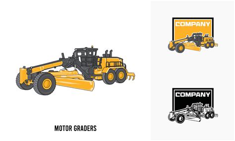 Motor Grader Heavy Equipment Illustration Motor Grader Heavy Equipment Logo Badge Template