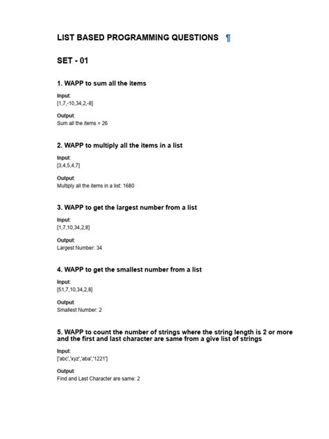 List Based Programs Pdf Pdf String Computer Science Computer