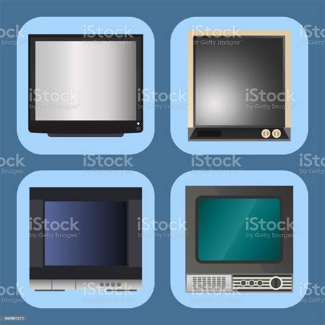 Tv 벡터 스크린 Lcd 모니터와 노트북 태블릿 컴퓨터 복고풍 서식 파일이 전자 기기 Tv Infographic 화면 벡터 일러스트 레이 션을 표시 하는 기술 디지털 장치