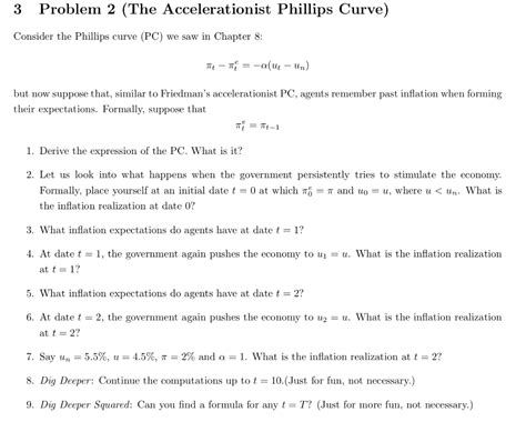 Solved 3 Problem 2 The Accelerationist Phillips Curve