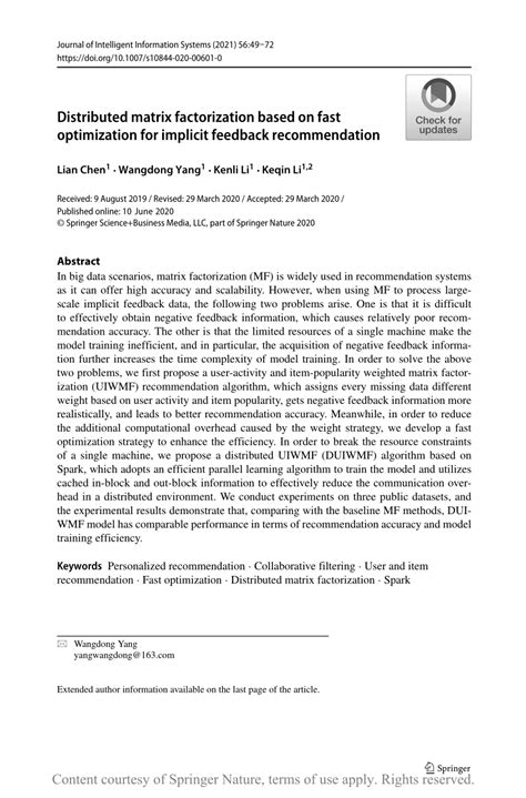 Distributed Matrix Factorization Based On Fast Optimization For Implicit Feedback Recommendation