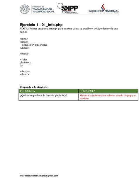 ejercicios en php pdf php html
