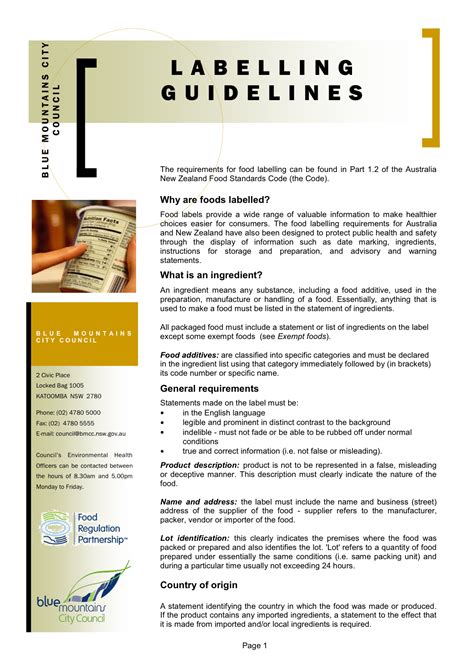 Guide Labeling Guidelines Blue Mountains City Council