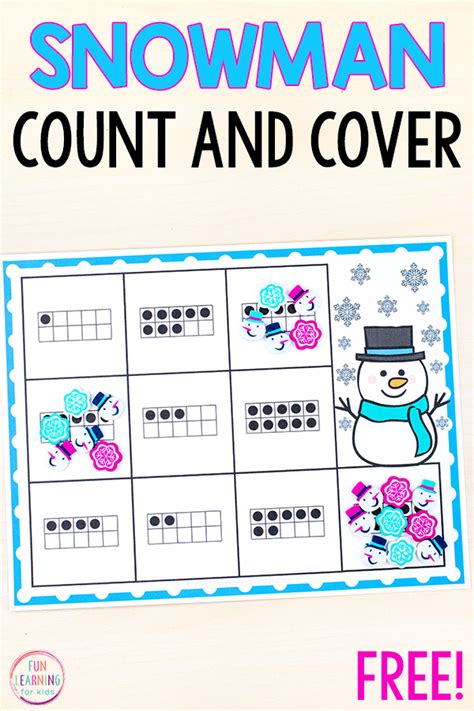 Snowman Count And Cover Math Activity Printable For Preschool Artofit