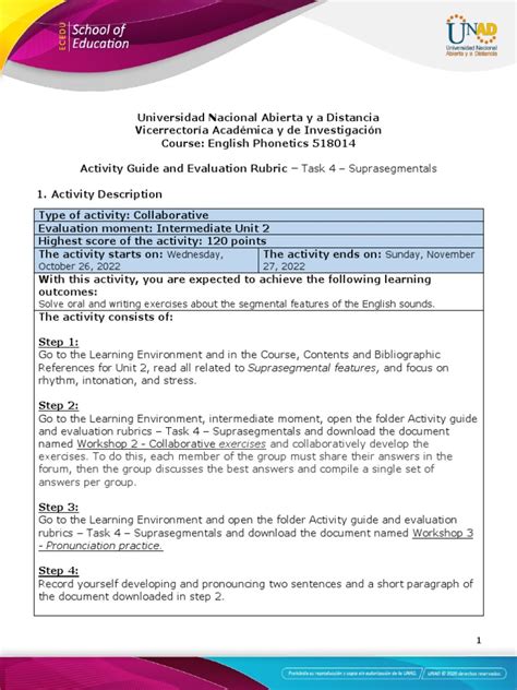 Activities Guide And Evaluation Rubric Unit 2 Task 4 Suprasegmentals Pdf Plagiarism